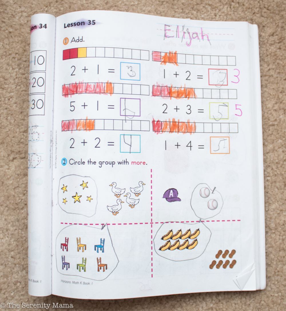 Horizons Math Book Review for Kindergarten